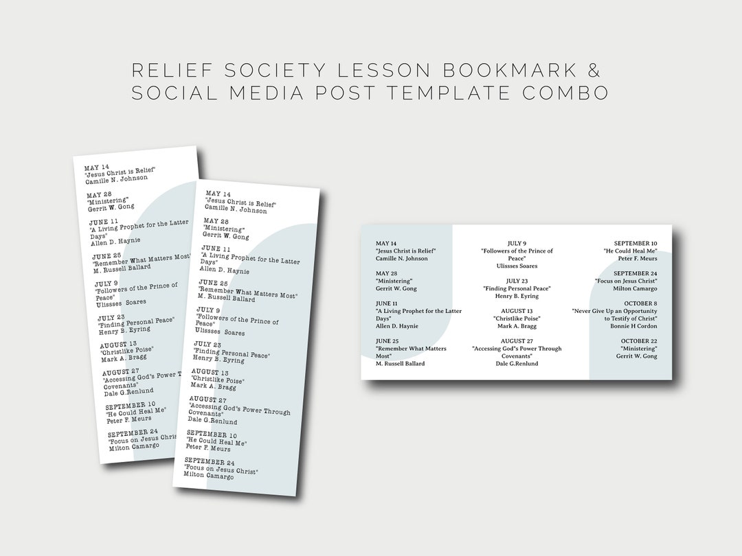 Relief Society Lesson Printable Bookmark | LDS Relief Society Lesson ...