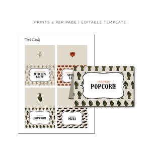 Halloween Party Food Tents, Labels or Place Cards, Halloween Party ...