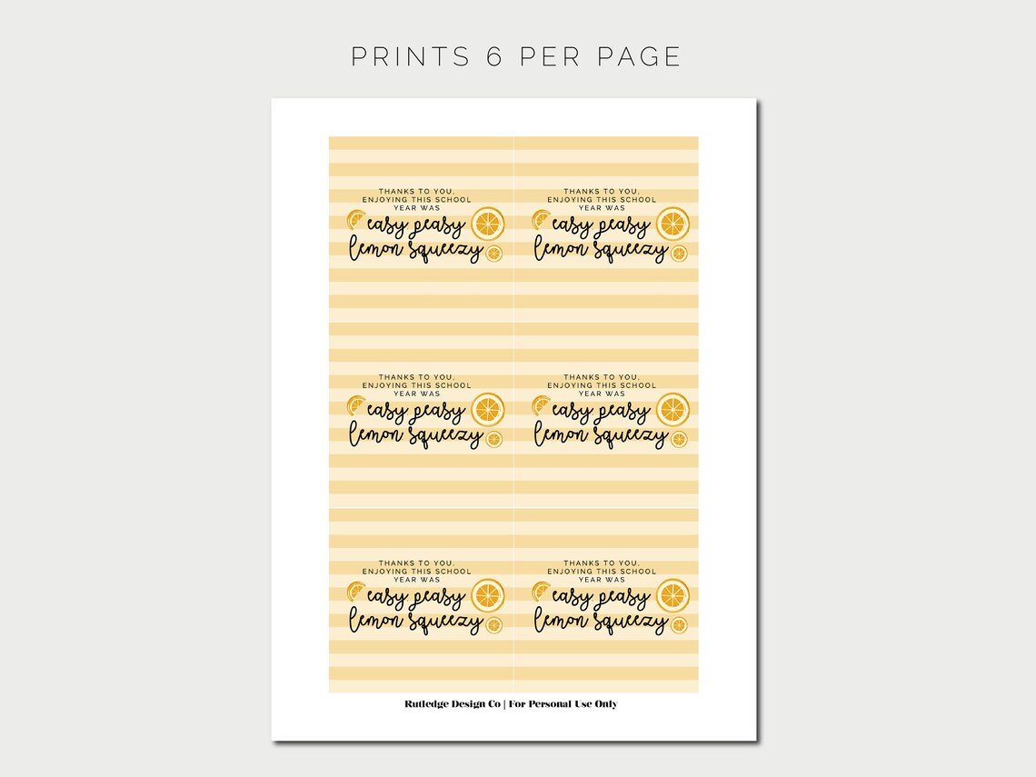 Lemonade Teacher Appreciation Tags, Staff Appreciation, Lemon Drink Tag ...