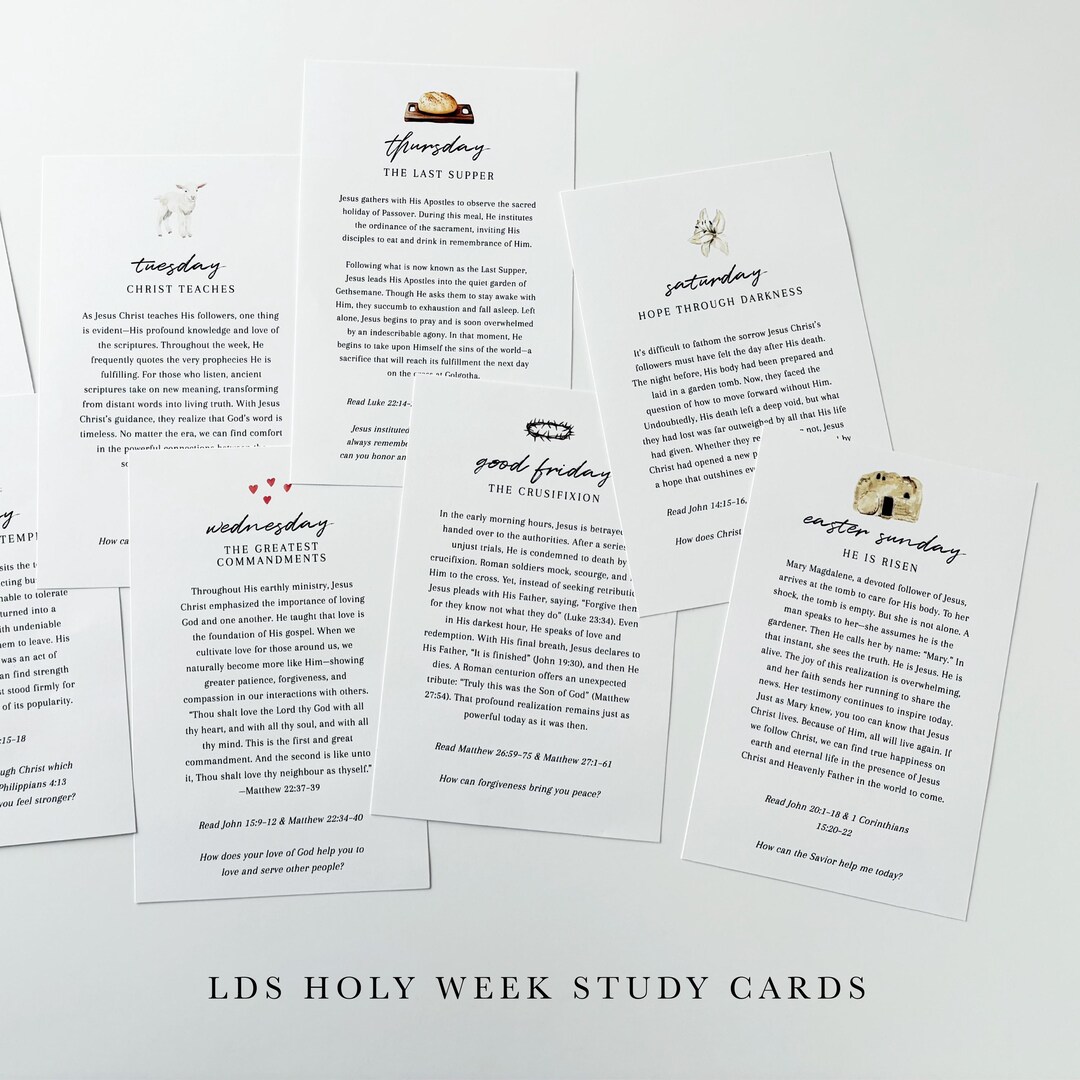 Holy Week Printable LDS Holy Week Study Cards Easter Story Advent ...