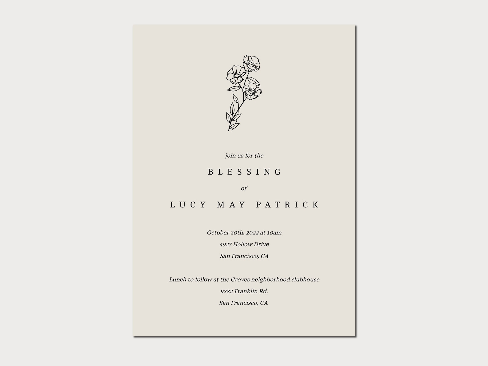 LDS Baby Blessing Invitation Template | Blessing Ceremony Invitation ...