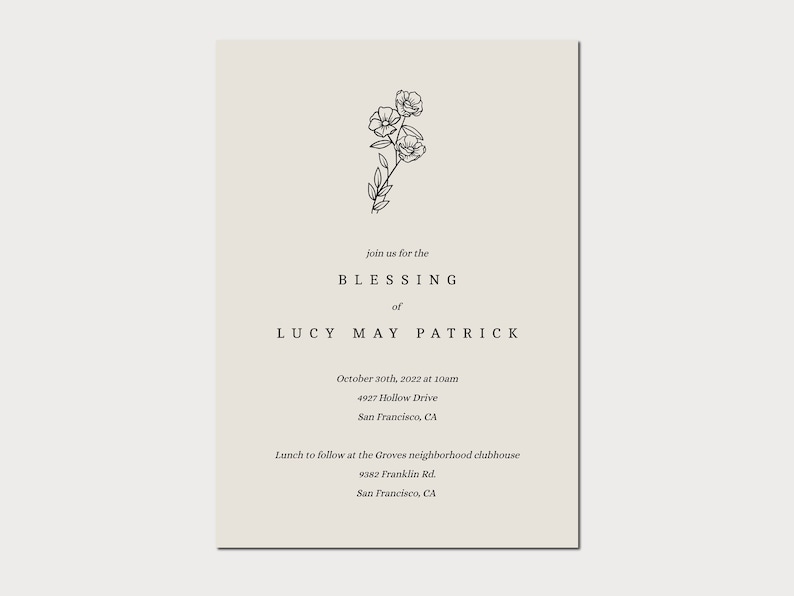 LDS Baby Blessing Invitation Template | Blessing Ceremony Invitation ...