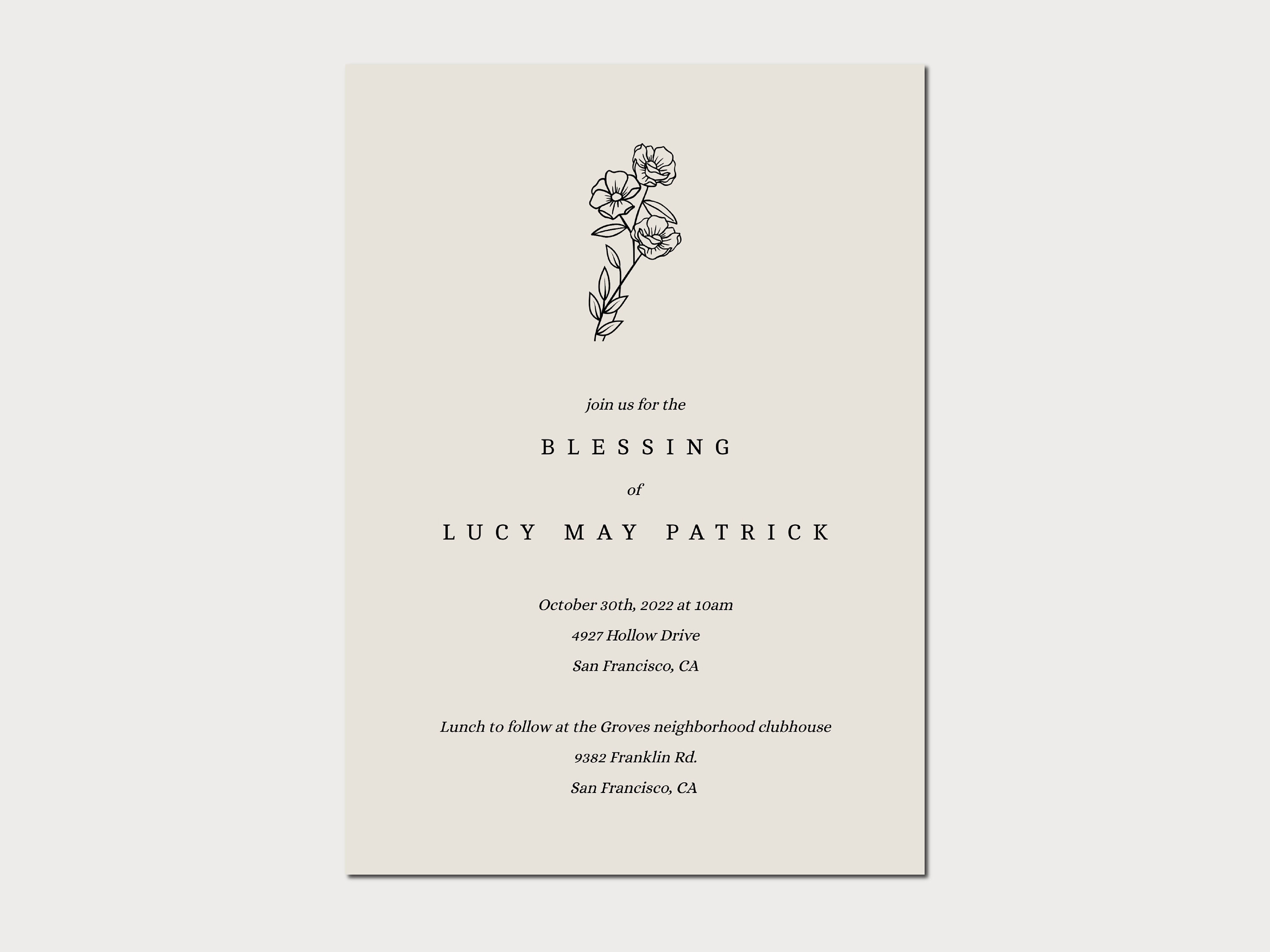 LDS Baby Blessing Invitation Template | Blessing Ceremony Invitation ...