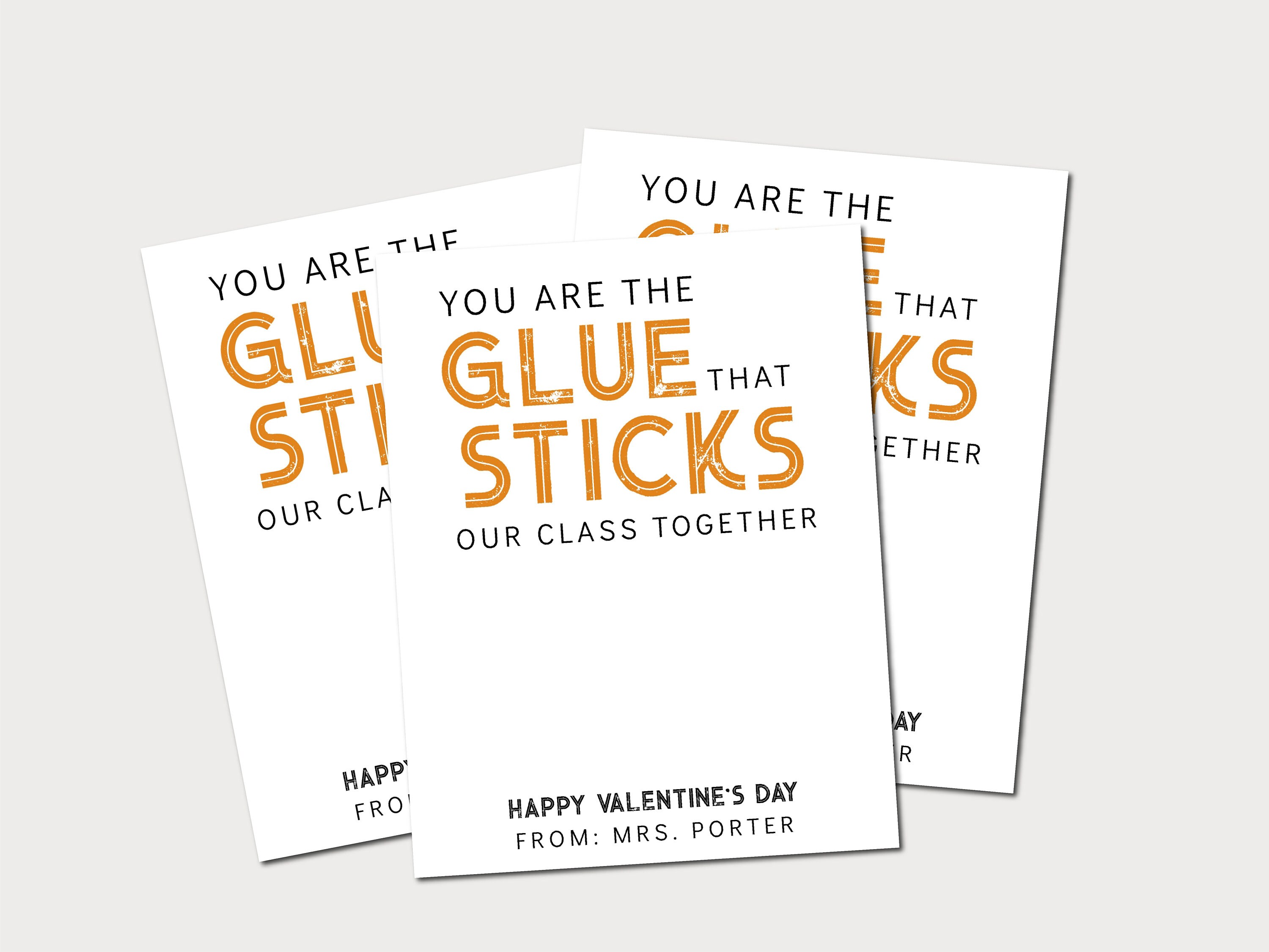 Glue Stick Teacher Valentine Tags, Class Valentine From Teacher ...