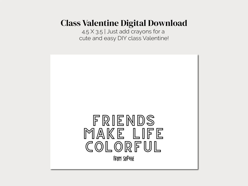 Crayon Valentine Tags, Coloring Gift Tags, Classroom Valentine, Kids ...