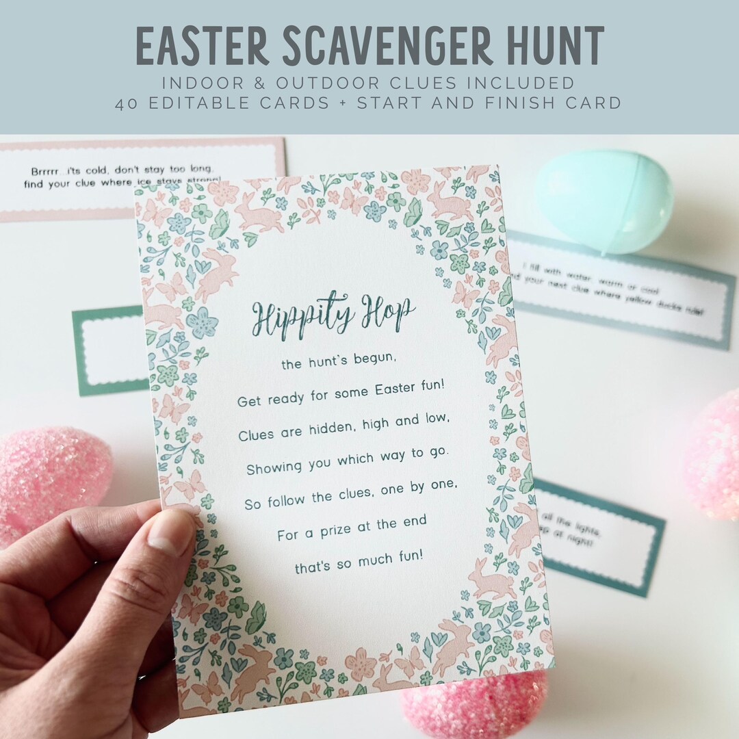 Easter Treasure Hunt Clues Printable Easter Scavenger Hunt for Kids Indoor Outdoor Scavenger ...