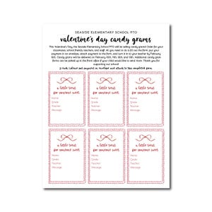 Valentine's Day Candy Gram Flyer Template, School Fundraiser Flyer ...