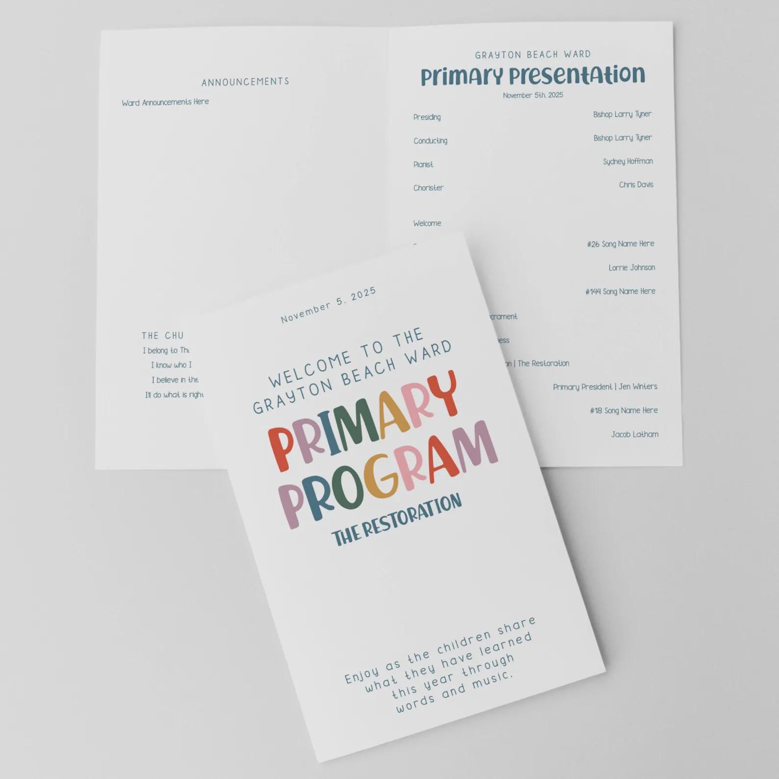 LDS Primary Program Bundle, Primary Presentation Invitation, Sacrament ...