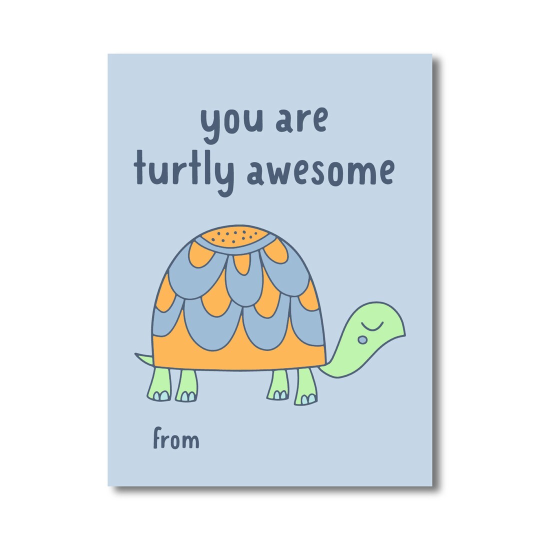 Printable Valentine Card, Turtle Valentine Card, Printable Classroom ...
