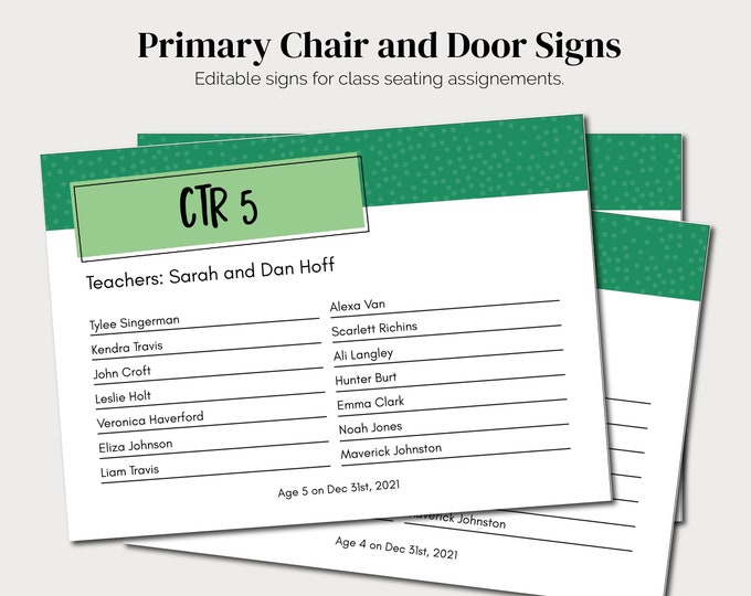 LDS Primary Door and Chair Signs Primary Classroom Signs - Etsy