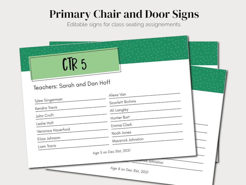 LDS Primary Door and Chair Signs | Primary Classroom Signs | Primary ...
