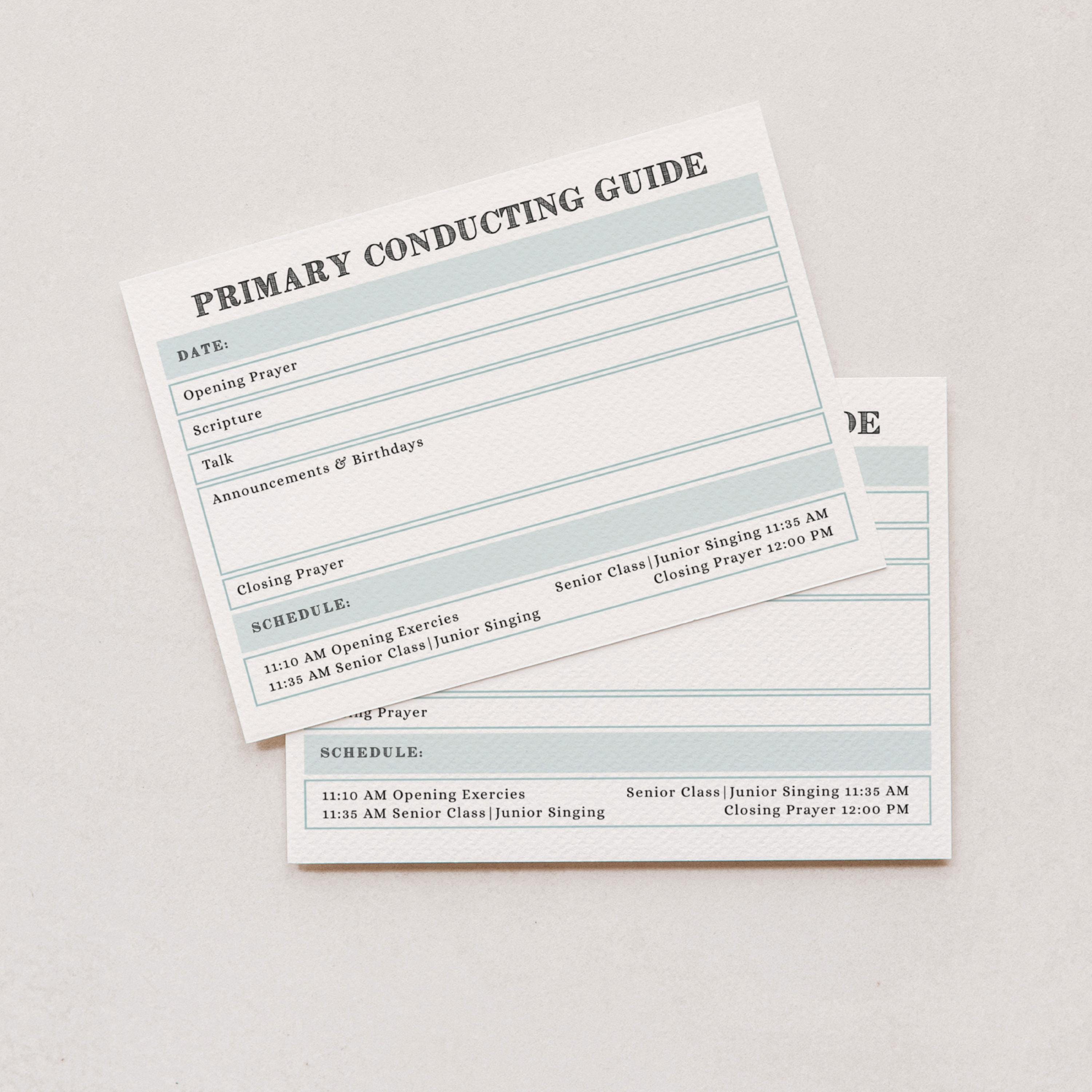 Primary Conducting Sheet Template | LDS Editable Conducting Sheet ...