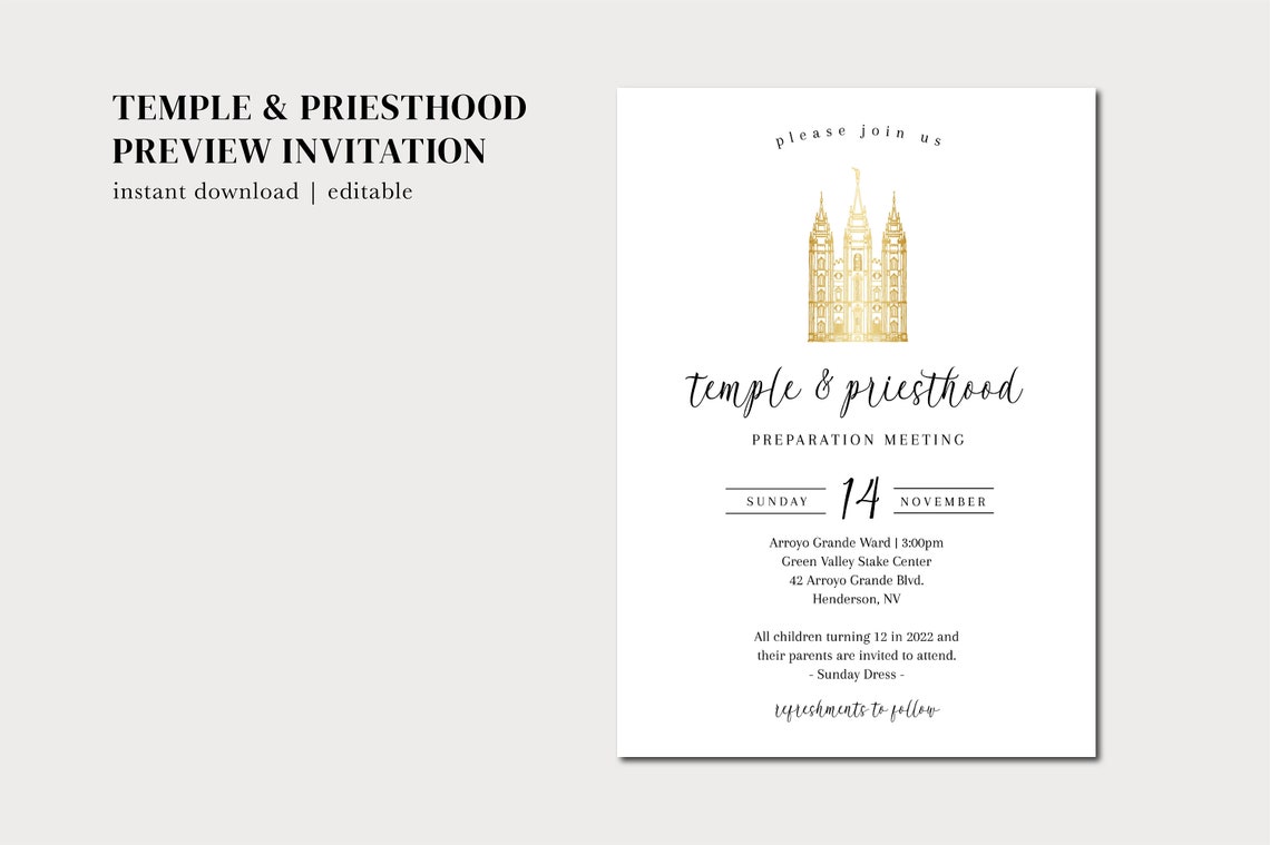Temple and Priesthood Preview Invitation | LDS Temple & Priesthood ...