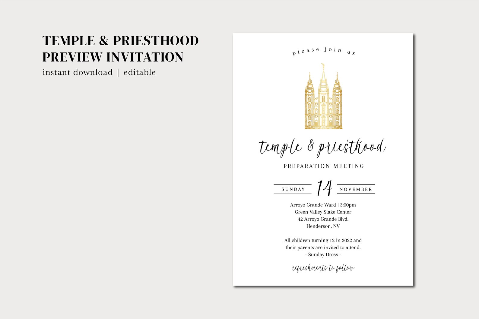 Temple and Priesthood Preview Invitation | LDS Temple & Priesthood ...