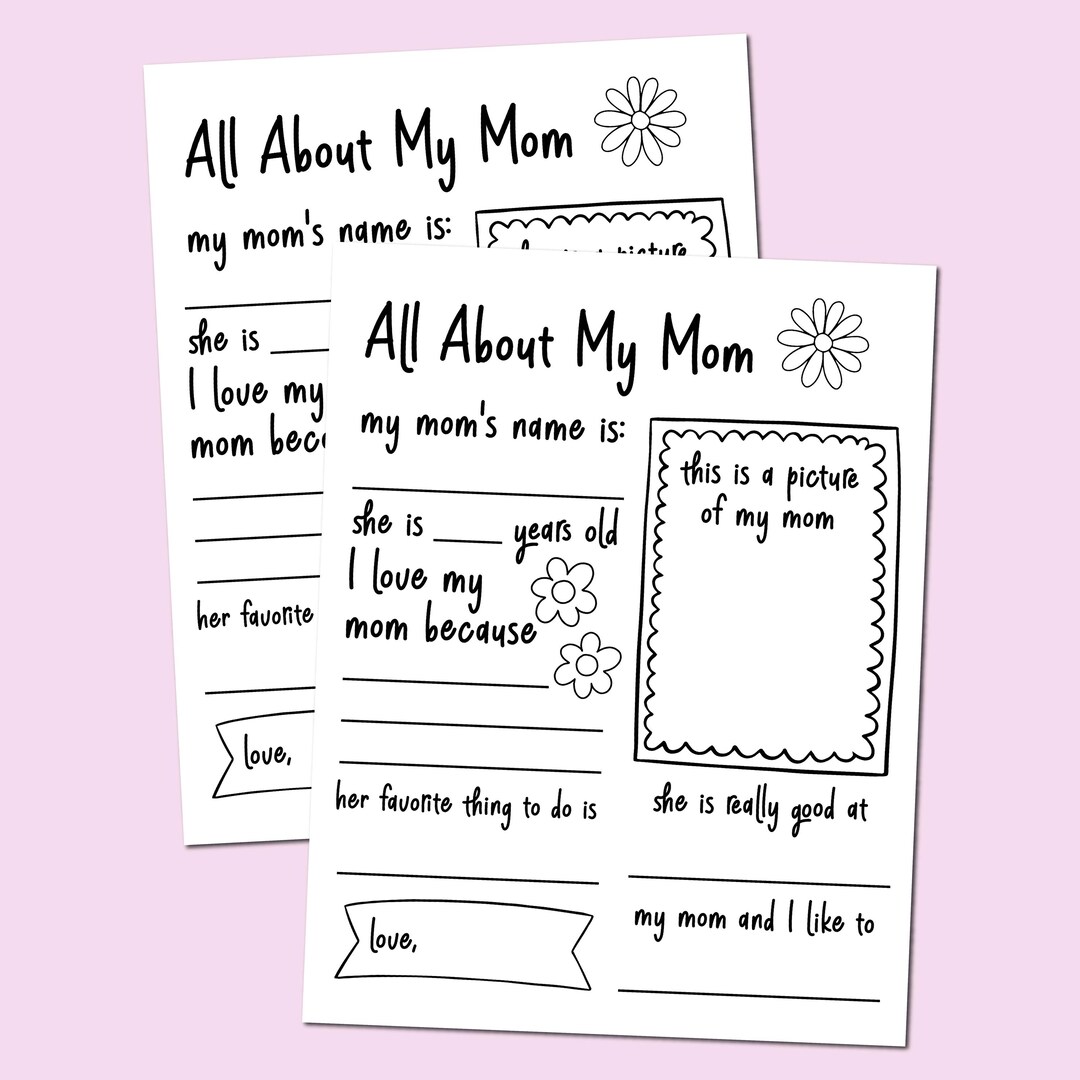 Mothers Day Questionnaire Editable Mother's Day Activity for Kids DIY ...