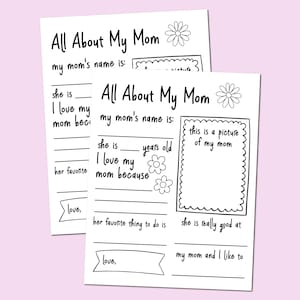 All About My Mom Editable Printable Mother's Day Activity for Kids DIY ...