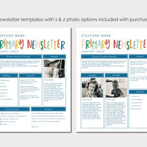 LDS Primary Newsletter Template | Printable LDS Newsletter Instant ...