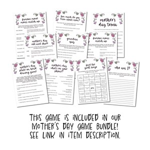 Mother's Day Games Printable Famous Moms Movie Match up Game Instant ...