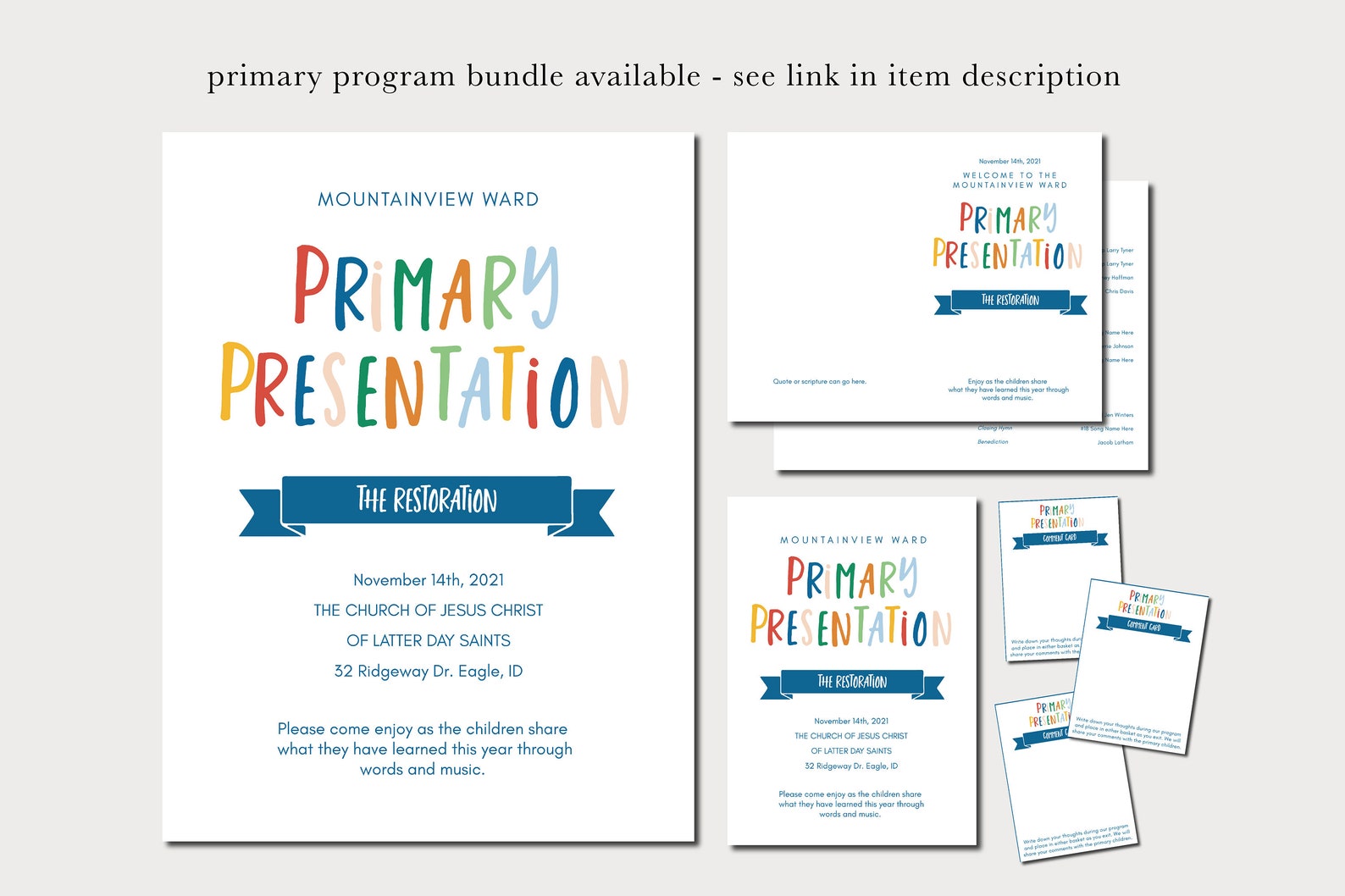 LDS Primary Program Parent Information Card | LDS Primary Presentation ...