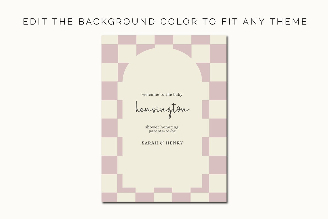 Check Baby Shower Welcome Sign, Checker Board Welcome Sign, Baby Shower ...