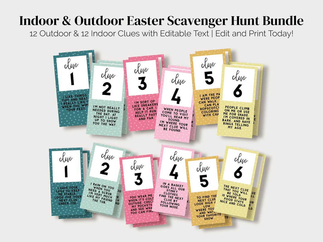 Easter Indoor & Outdoor Scavenger Hunt | Printable Easter Treasure Hunt ...