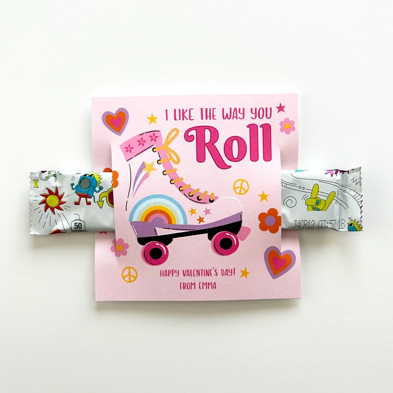 Roller Skate Valentine's Day Gift Tag Editable, I Like the Way You Roll ...