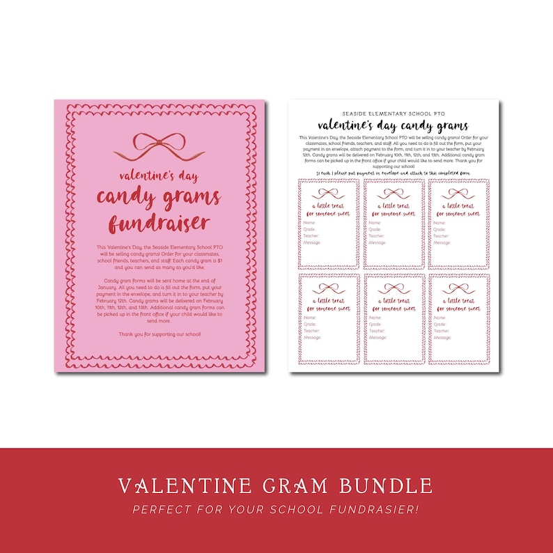 Valentine's Day Candy Gram Flyer Template, School Fundraiser, Editable ...