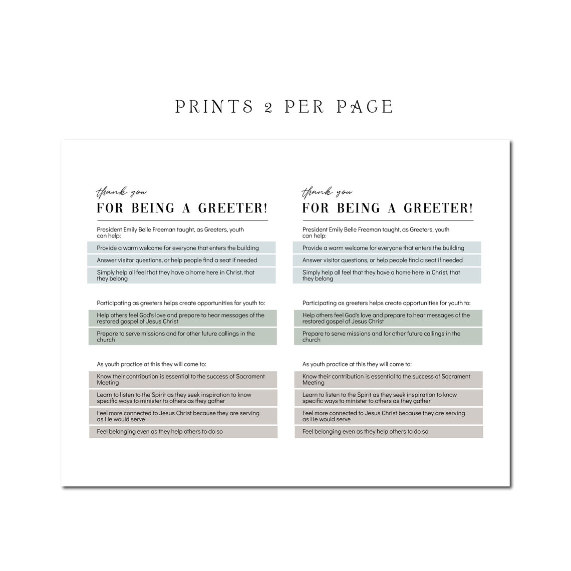 LDS Youth Greeter Handout | Printable Handout for Youth Greeter Sunday ...