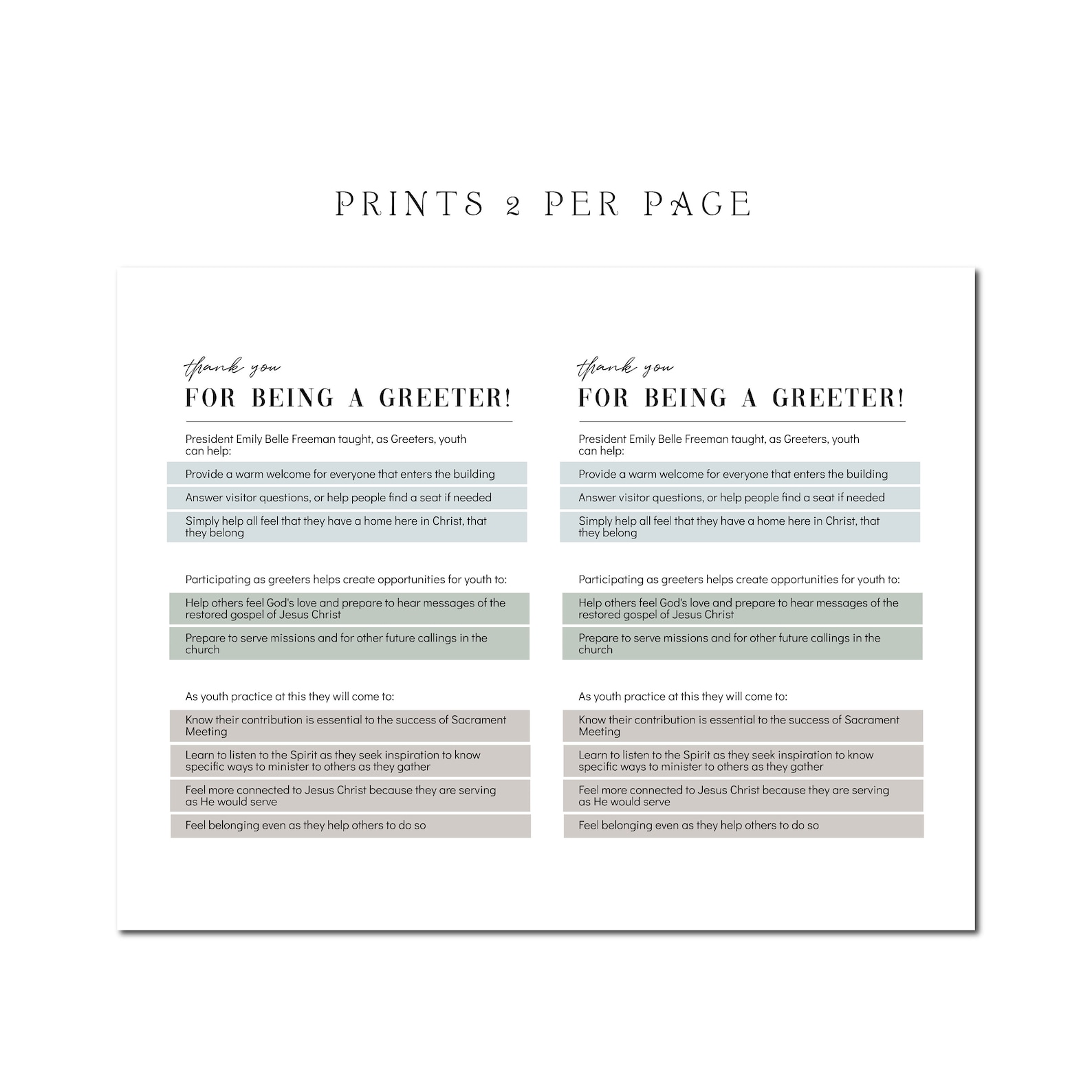 LDS Youth Greeter Handout | Printable Handout for Youth Greeter Sunday ...