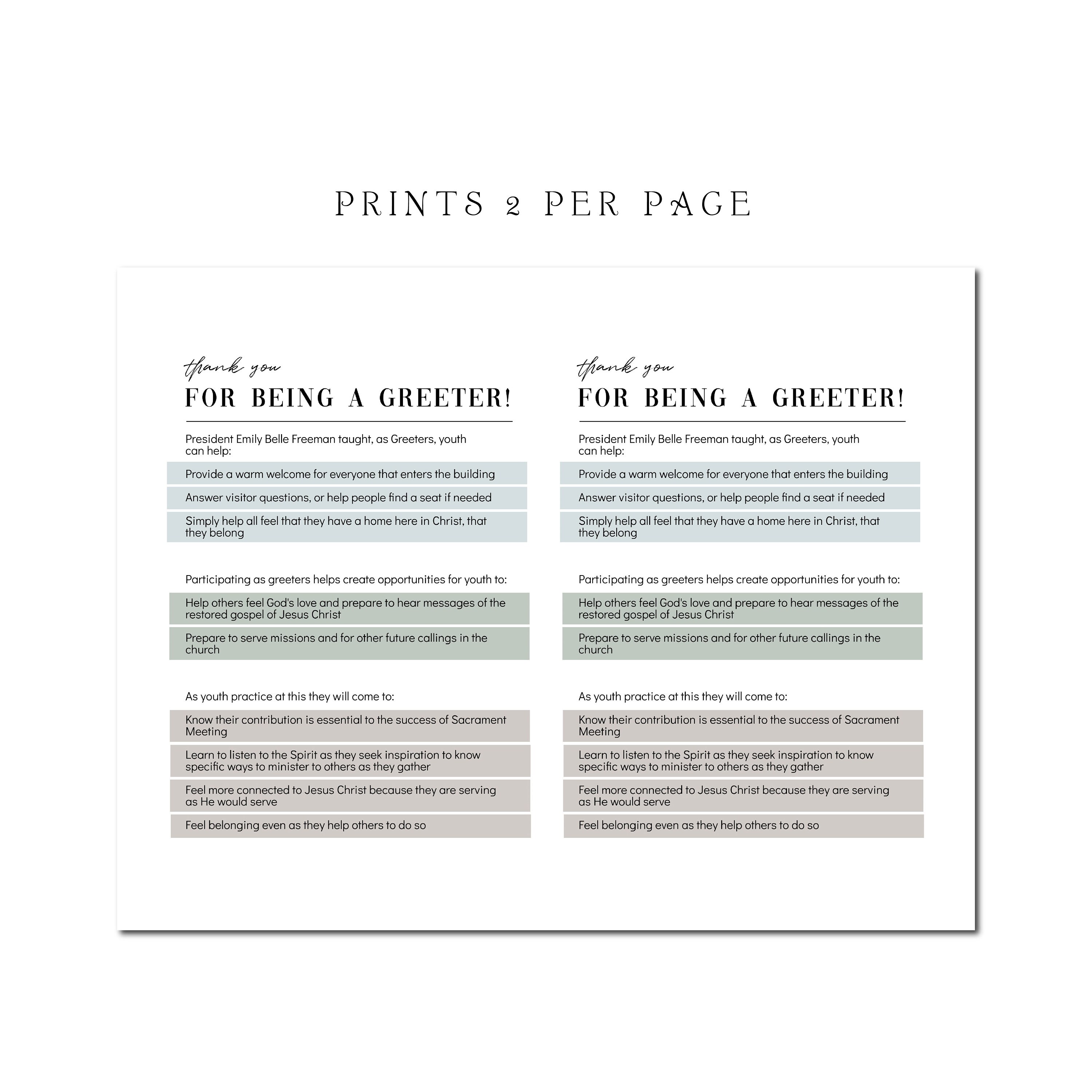 LDS Youth Greeter Handout | Printable Handout for Youth Greeter Sunday ...