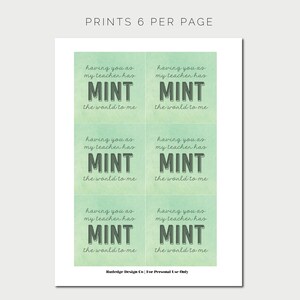 Mint Teacher Appreciation Tags, Staff Appreciation, Mint Gum Tag ...