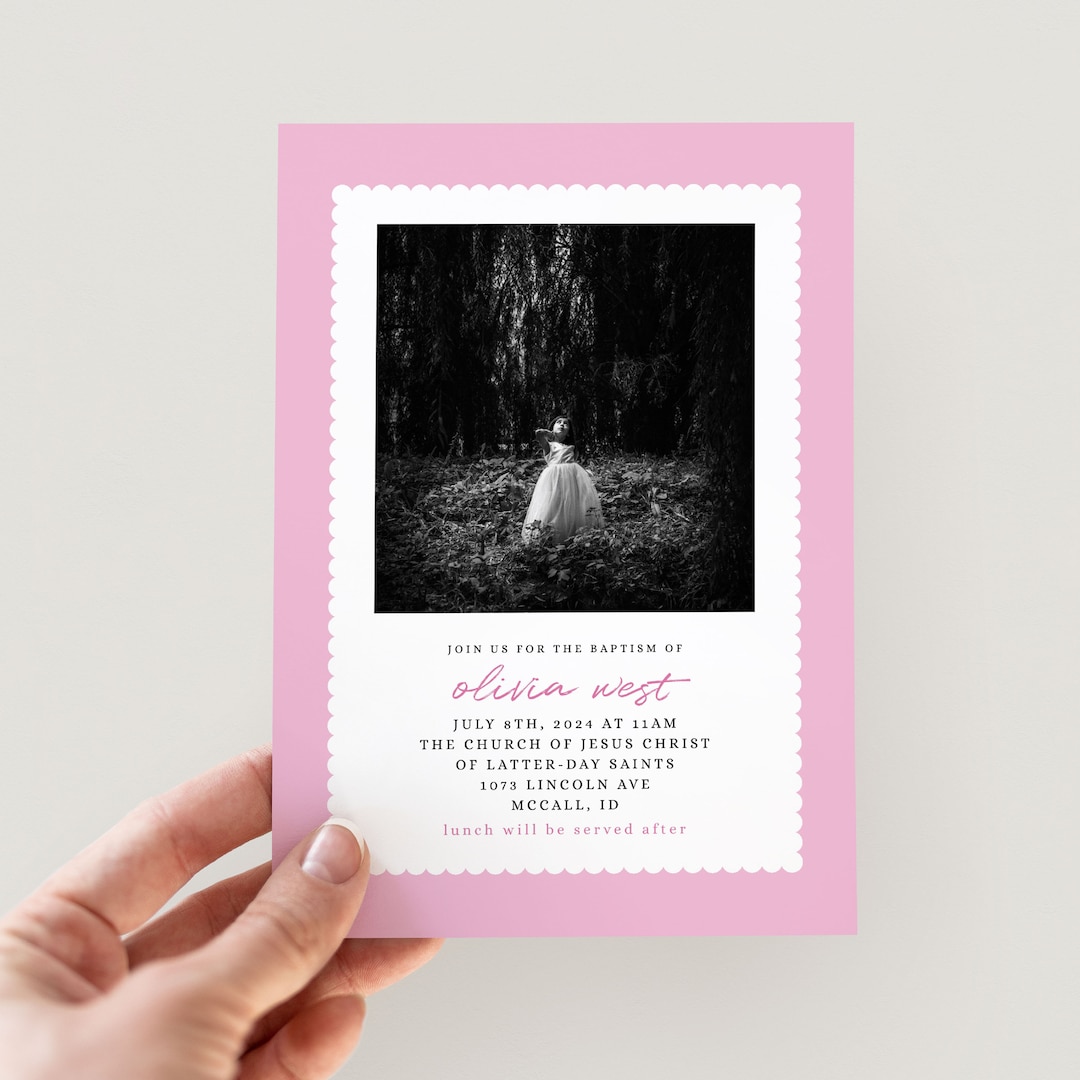 Editable Girl Pink LDS Baptism Invitation Template | Instant Download ...