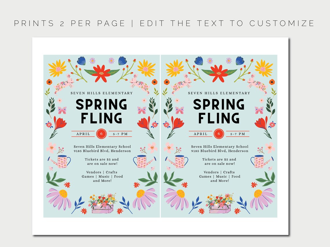 Spring Fling Printable Invitation Spring Invitation Spring Fling School ...