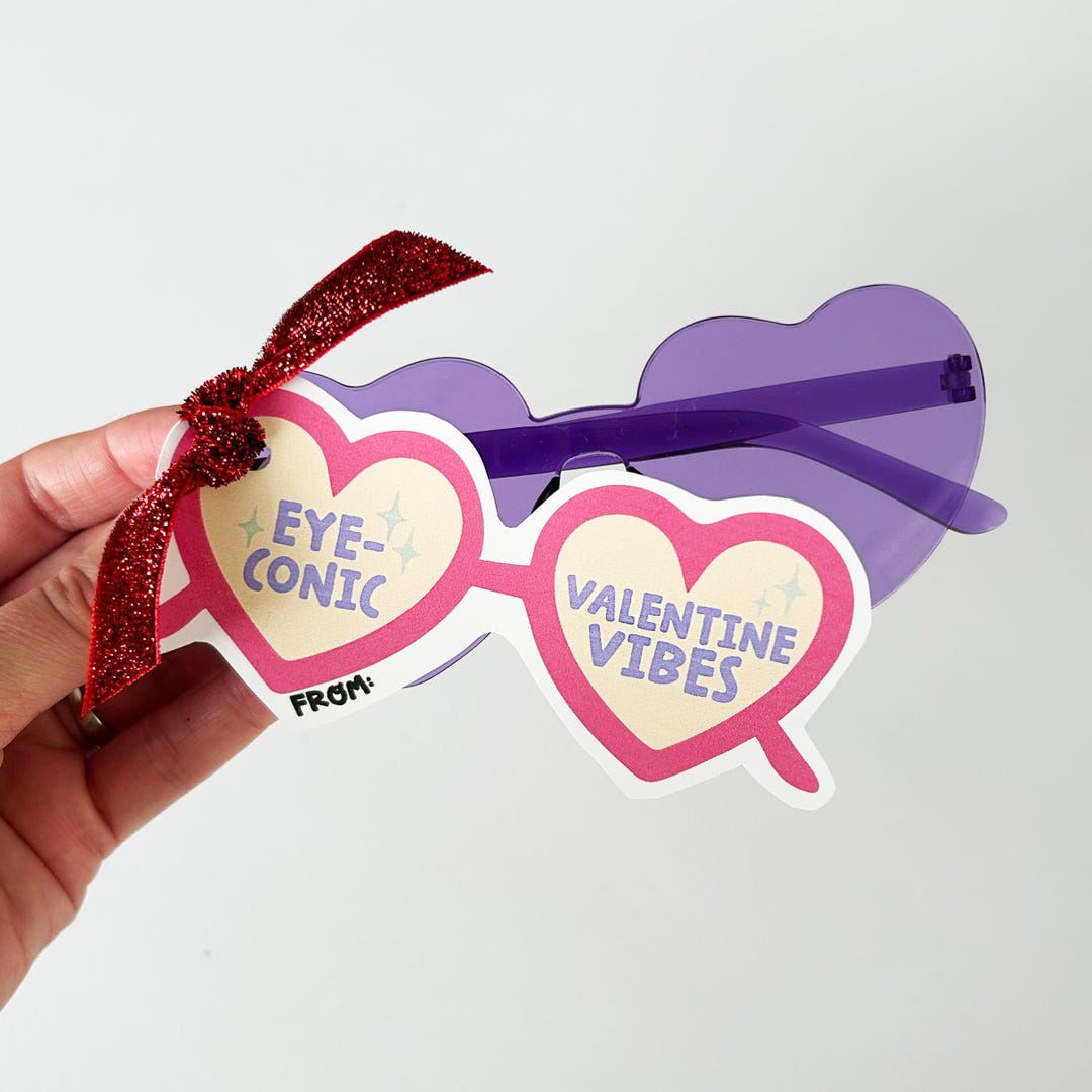 Heart Sunglasses Valentine's Day Card, Classroom Valentine Printable ...