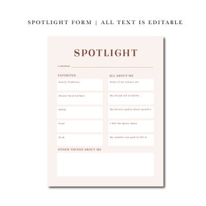 LDS Young Women Spotlight Template | Printable LDS Youth Spotlight ...