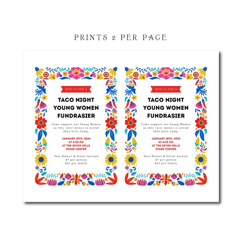 Taco Dinner Fundraiser Flyer | Taco Fiesta Invitation Fundraiser ...