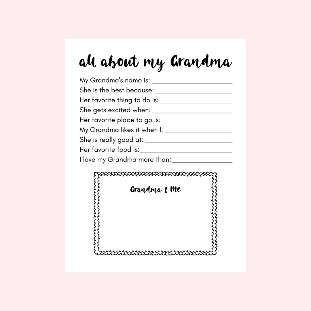 Mother's Day Questionnaire Printable All About My Grandma Mothers Day ...