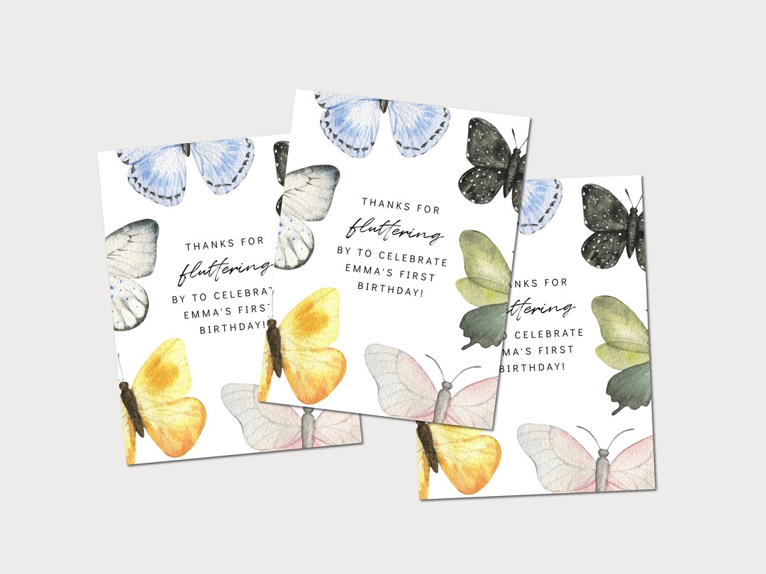Butterfly Birthday Thank You Favor Tag Birthday Thank You - Etsy