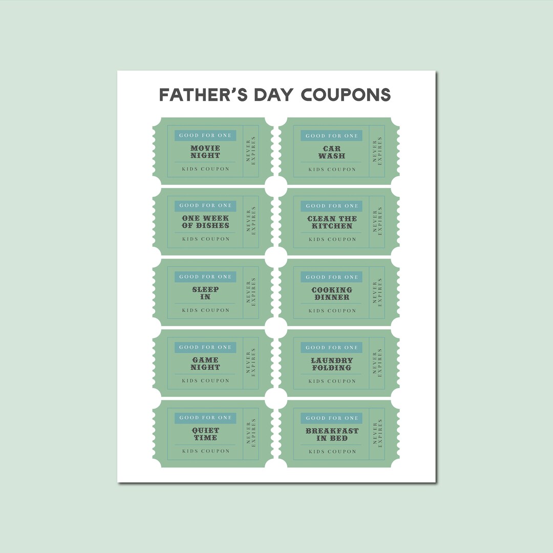 Father's Day Coupon | Birthday Coupon Book Template | Kids Fathers Day ...