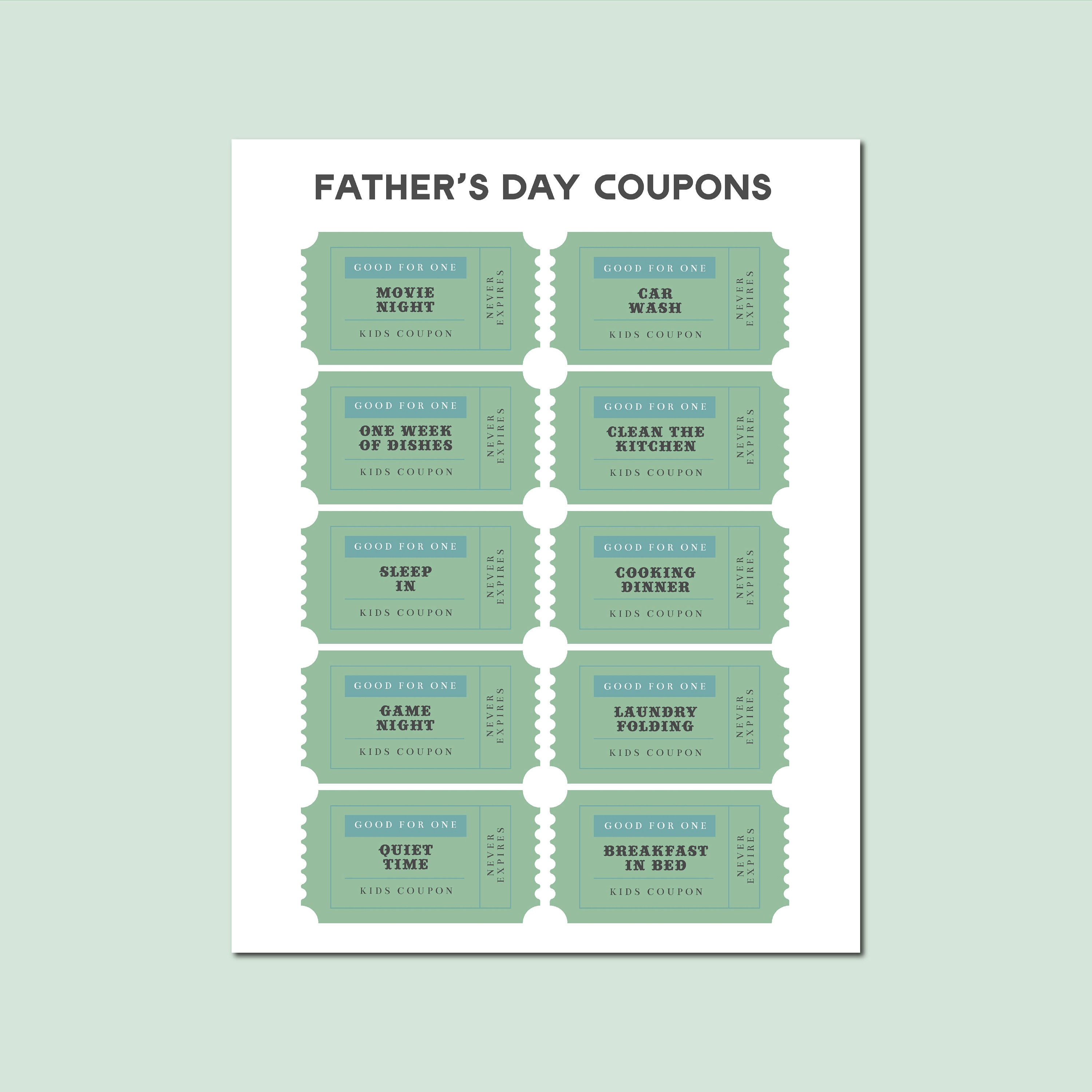 Father's Day Coupon Birthday Coupon Book Template Kids Fathers Day ...