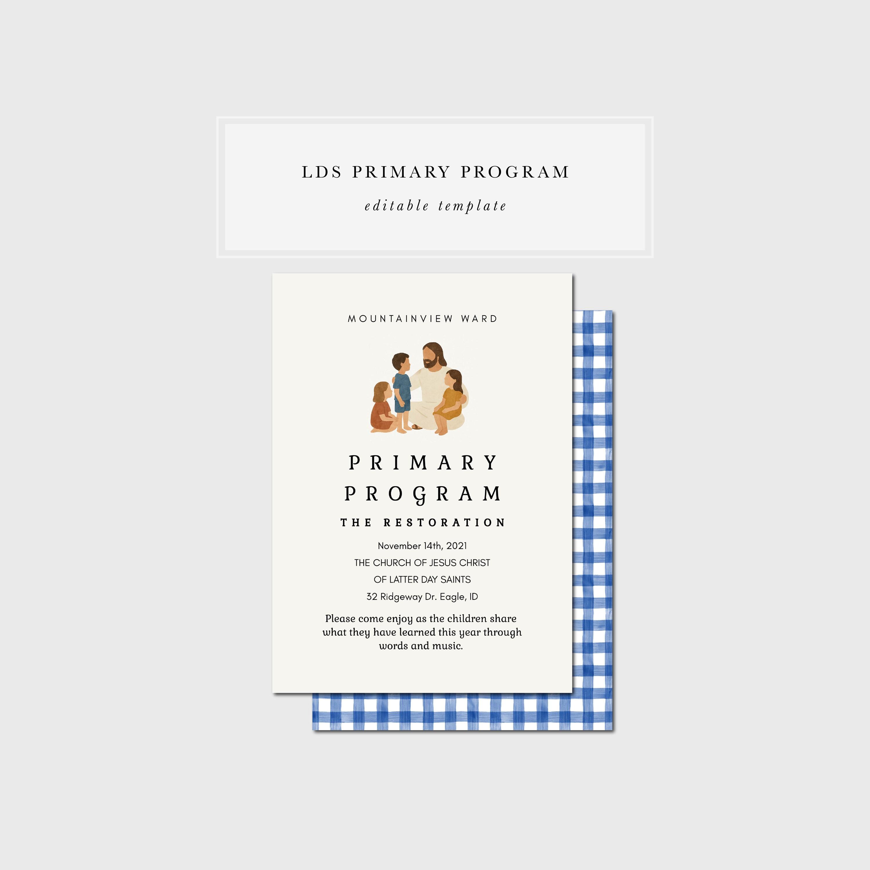 Primary Program Invitation | LDS Primary Presentation | Editable ...