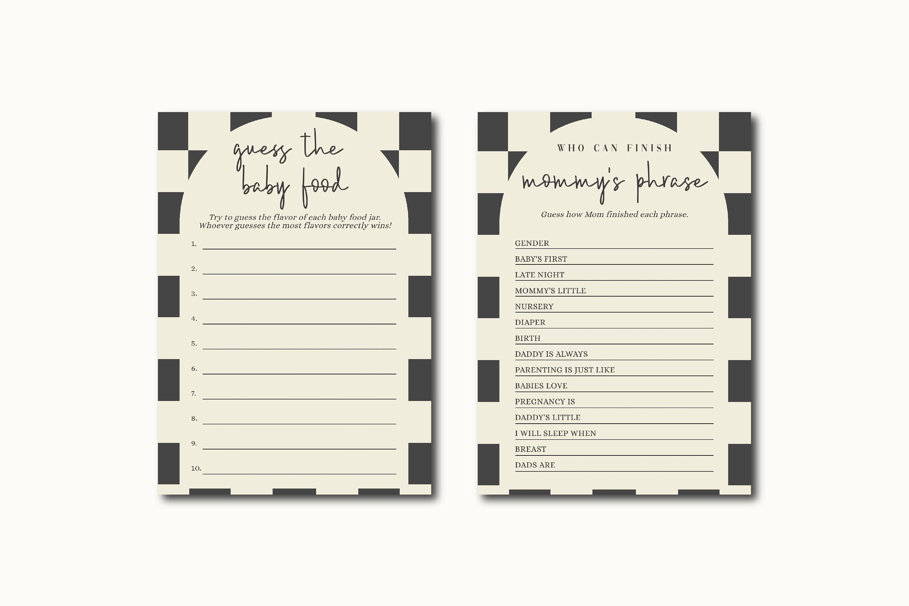 Checkers Baby Shower Game Bundle Checkerboard Baby Shower - Etsy