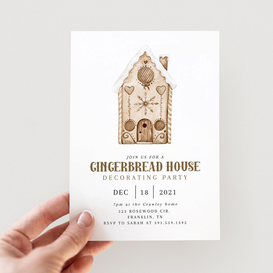 Editable Gingerbread House Decorating Party Invitation | Gingerbread ...