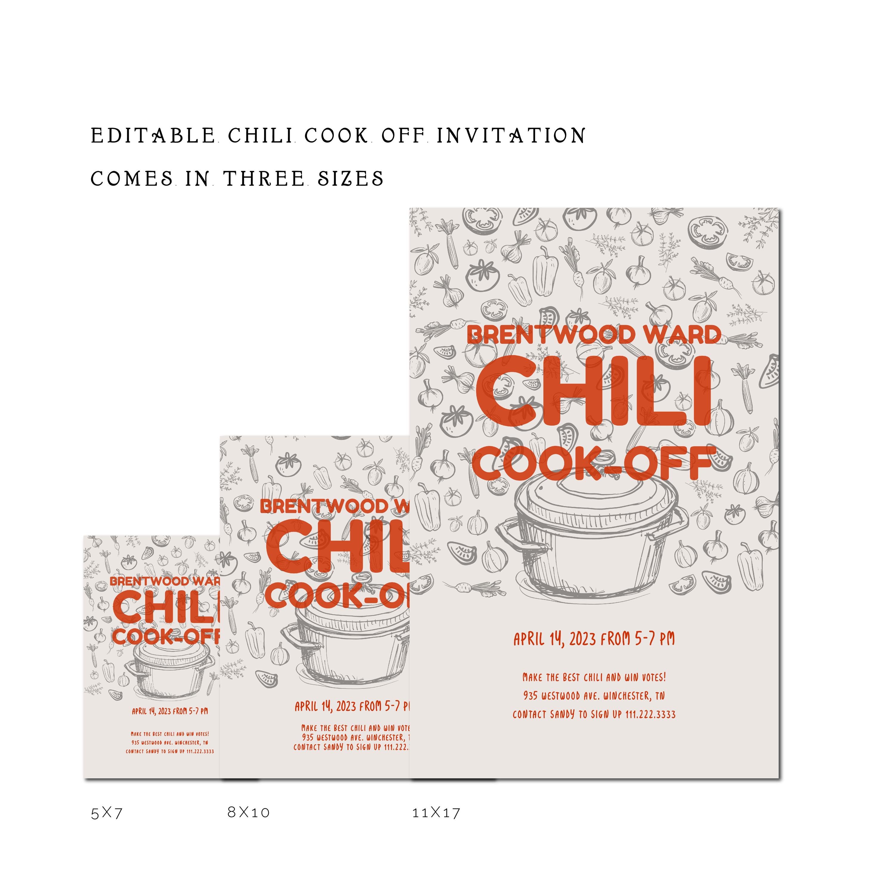 Chili Cook off Flyer | Invitation Digital Download | Chili Cookout ...