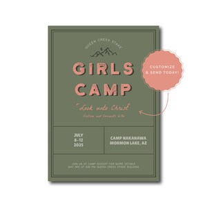LDS Girls Camp Poster Editable Young Women's Camp Invite 2025 Camp ...