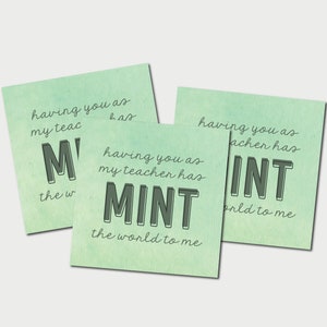Mint Teacher Appreciation Tags, Staff Appreciation, Mint Gum Tag ...