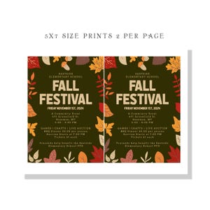 Editable Fall Festival Flyer, Autumn Harvest School Fundraiser Event ...