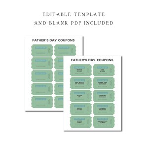 Father's Day Coupon | Birthday Coupon Book Template | Kids Fathers Day ...