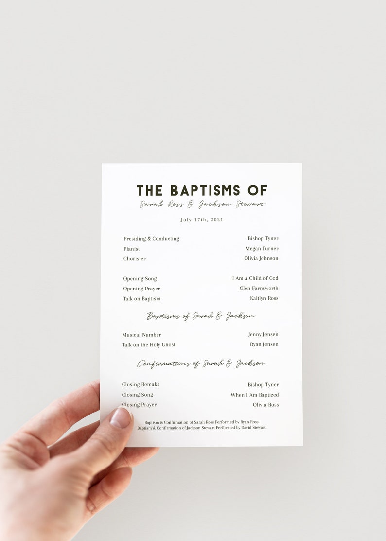Joint LDS Baptism Program Editable Template LDS Baptism for | Etsy