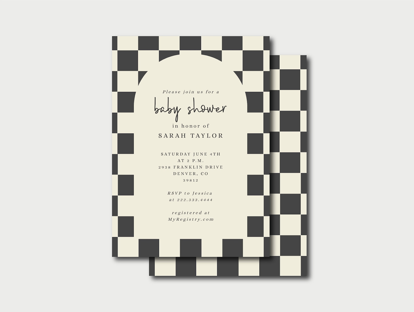 Checkers Baby Shower Invitation | Checkerboard Baby Shower Invite ...
